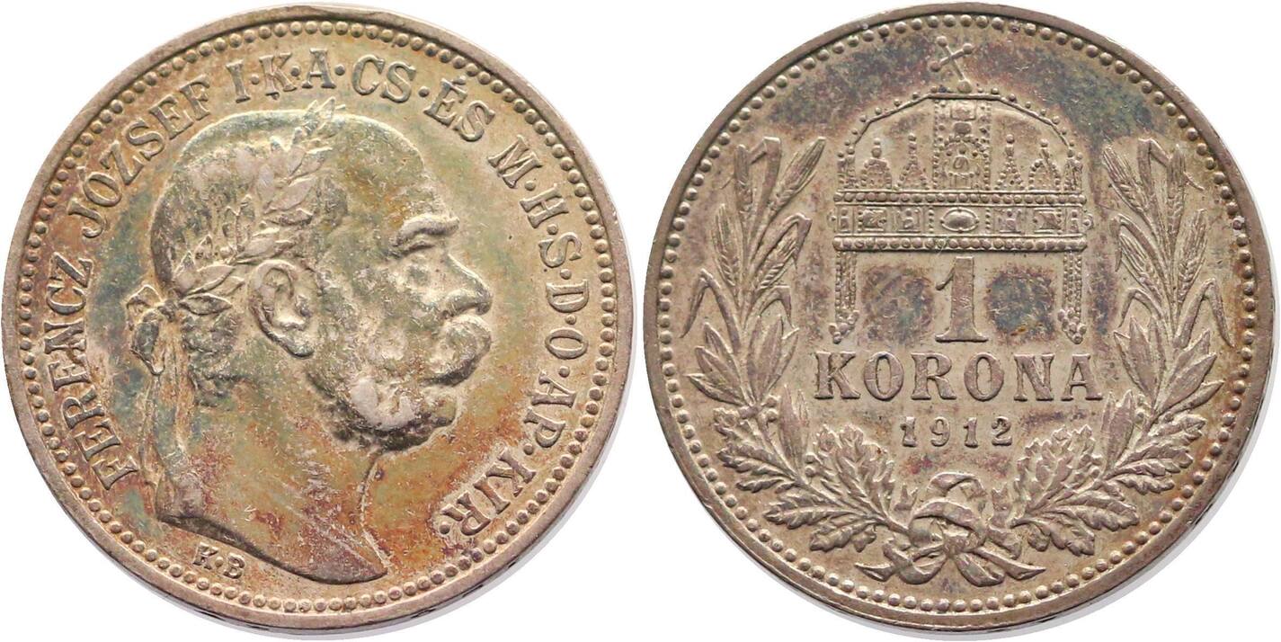 RDR, Haus Habsburg, Österreich, Ungarn 1 Korona 1912 KB Franz Joseph I. 1848-1916 vorzüglich, kl ...