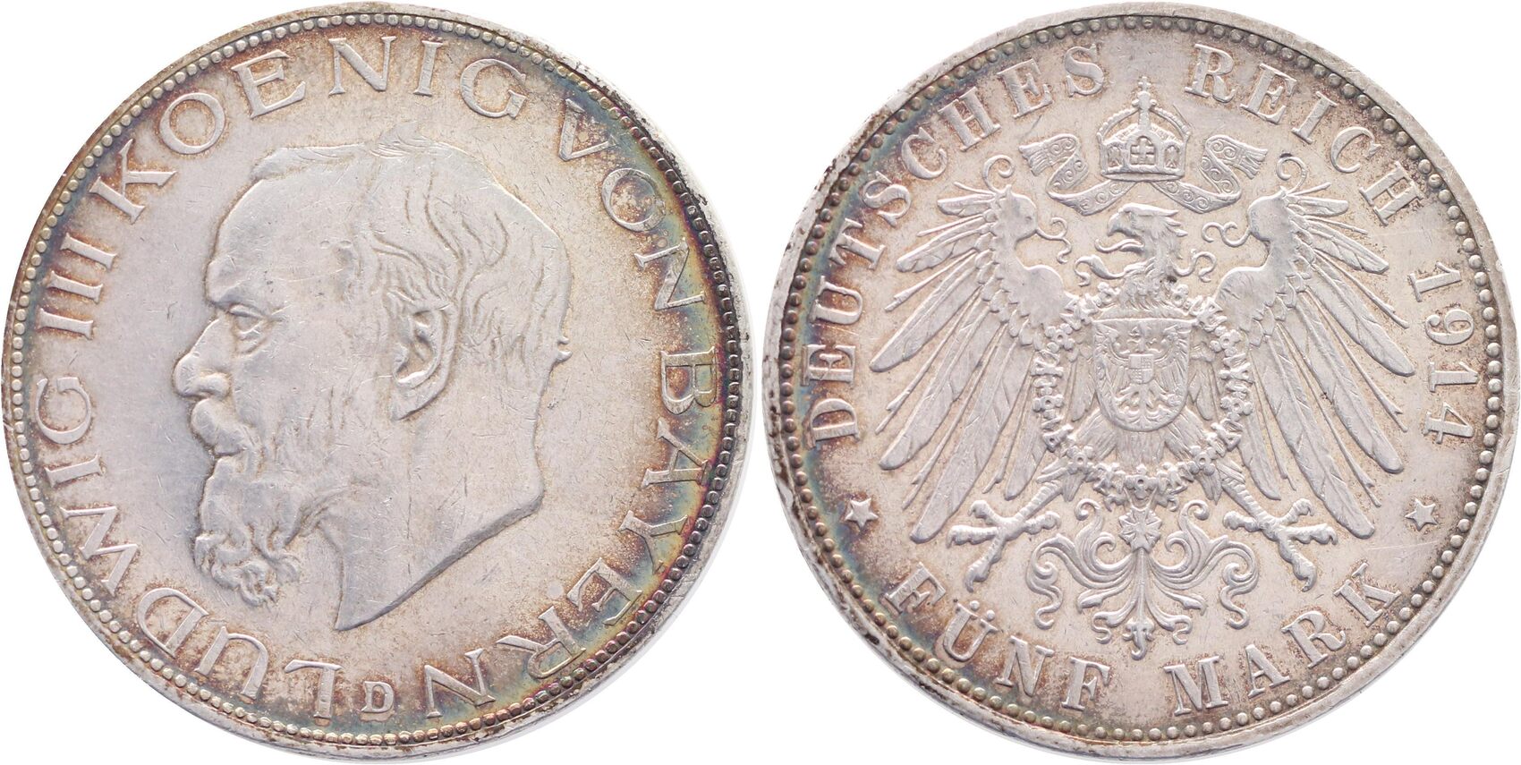 Bayern 5 Mark 1914 D Ludwig III. 1913-1918 sehr schön+ | MA-Shops