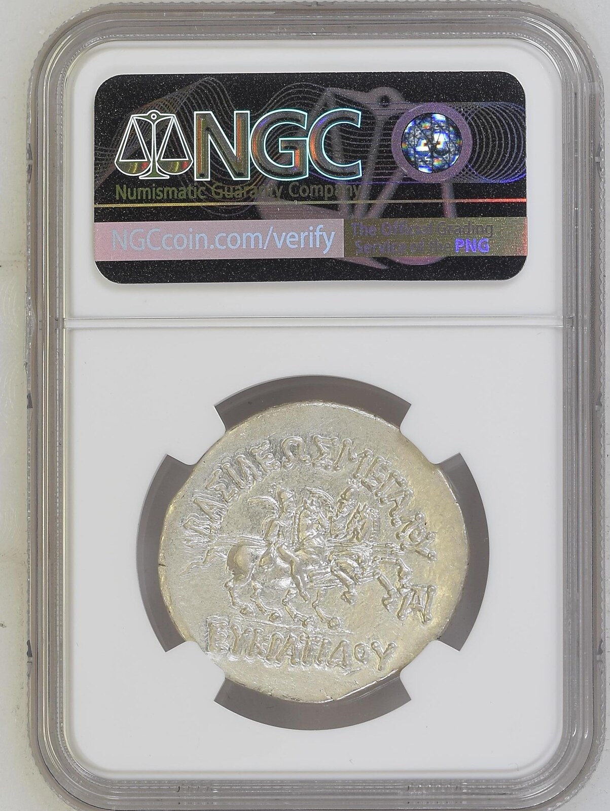 Eucratides I, c170-145 BC KINGDOM OF BACTRIA AR Tetradrachm NGC CH AU ...