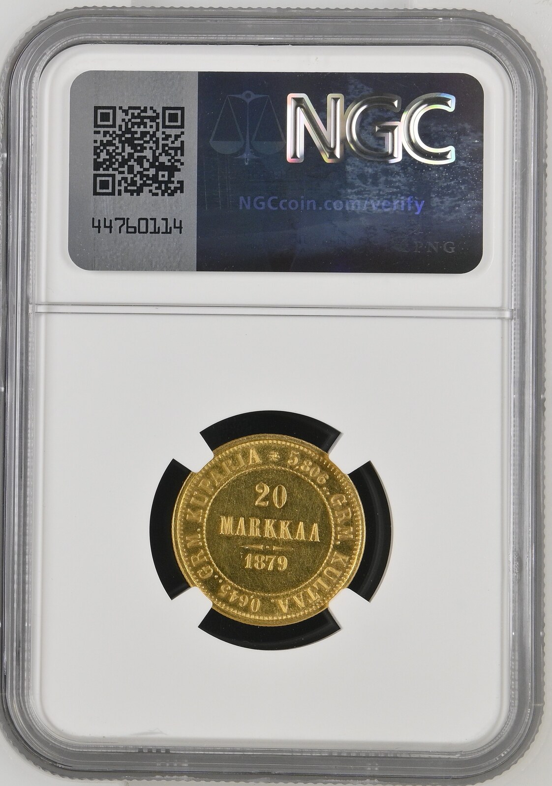 G20M 1879 S FINLAND, RUSSIAN DUCHY GOLD 20 MARKKAA 1879 NGC PROOF LIKE MS 64 NGC MS 64 PL | MA-Shops
