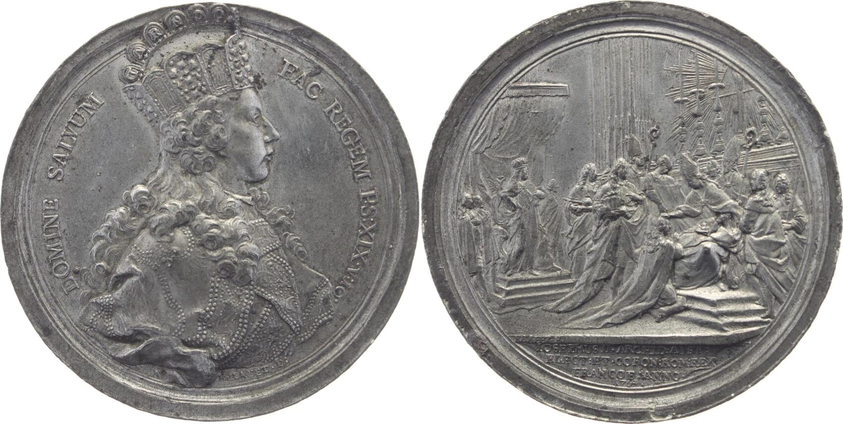 Grosse Zinn-Medaille (von Martin Krafft) 1764 Joseph II., Mitregent ...