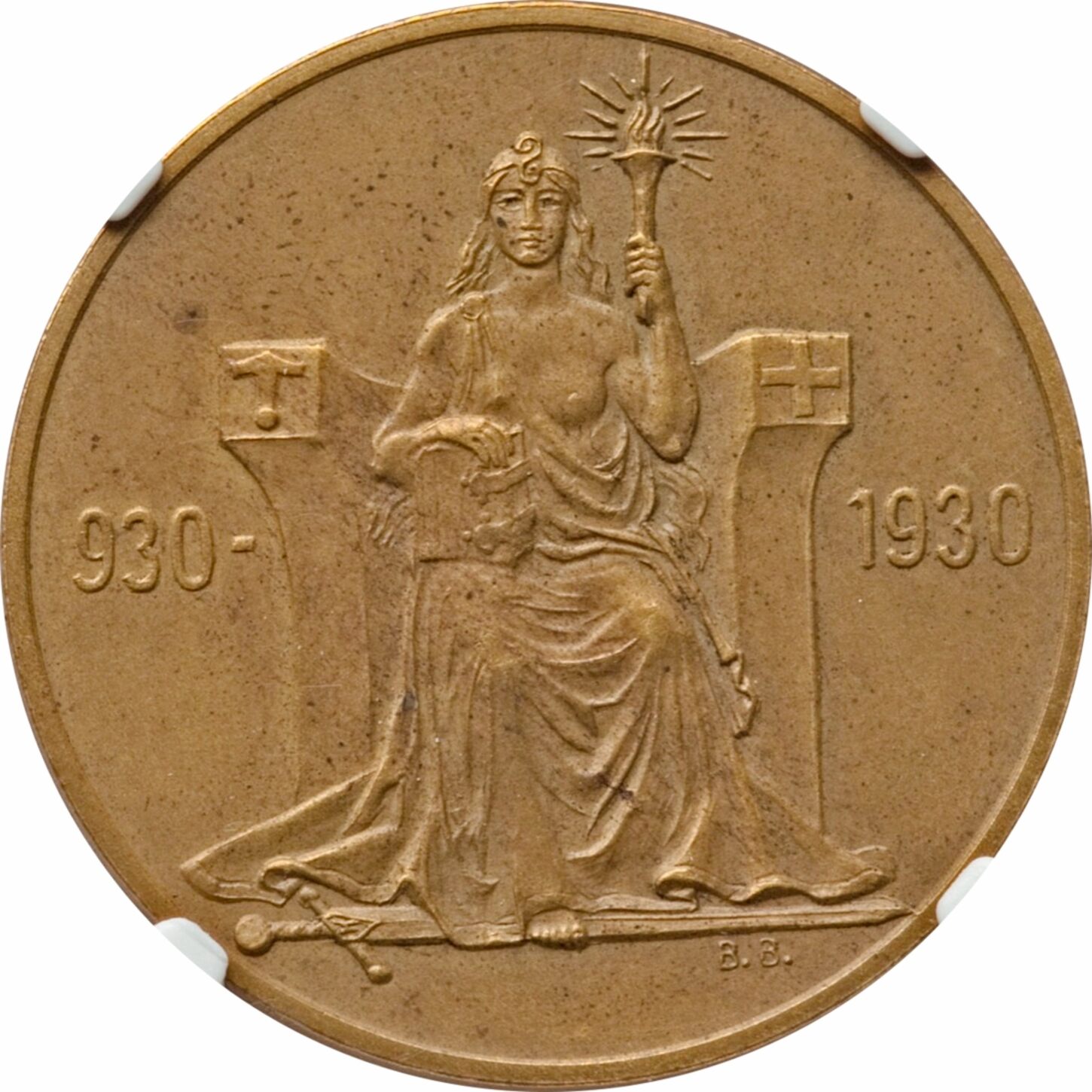 2 kronur Iceland 1930, NGC MS63, 1000th Anniversary - Althing | MA-Shops