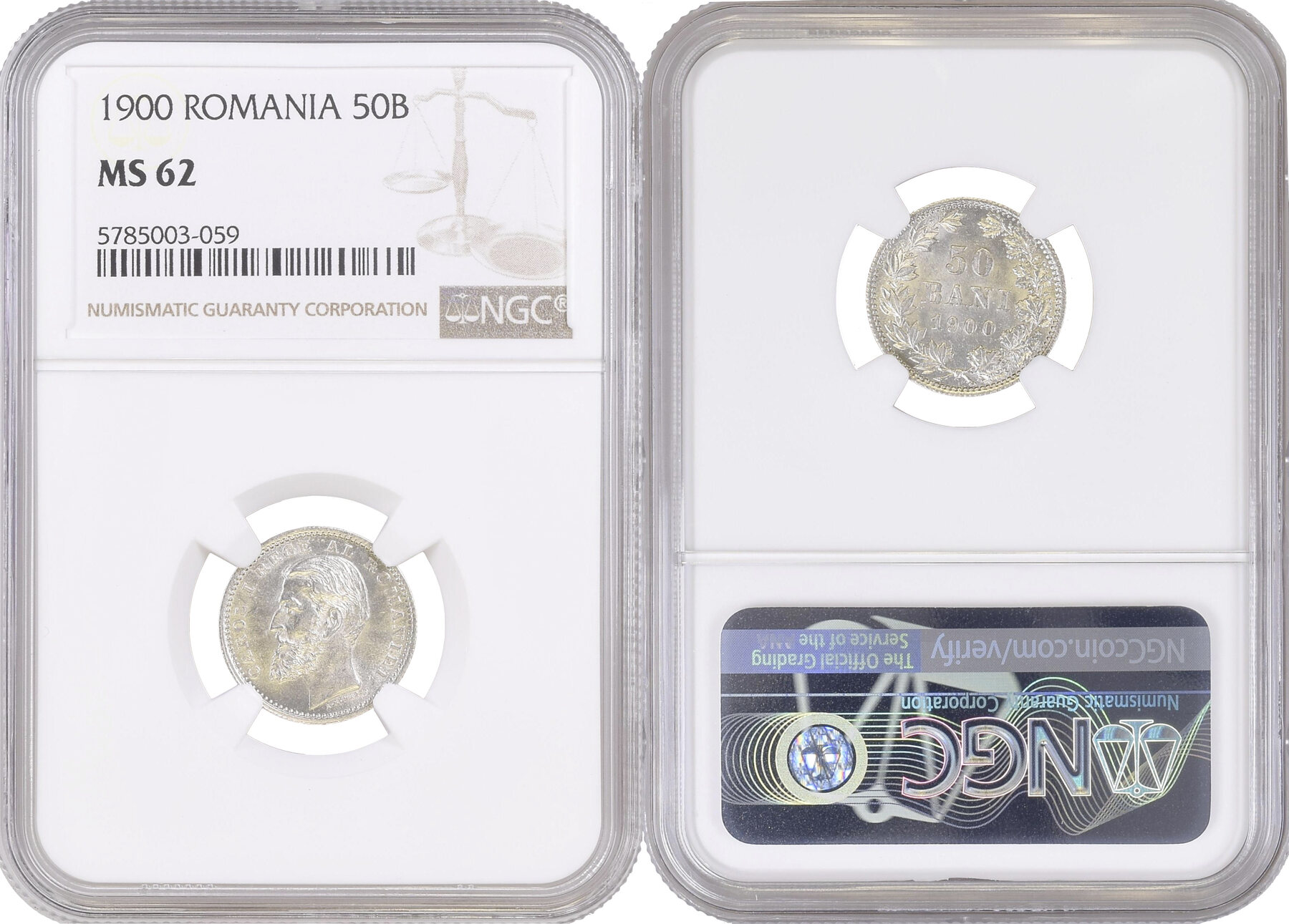 50 bani Romania 1900, NGC MS62, King Carol I (1881 - 1914) | MA-Shops