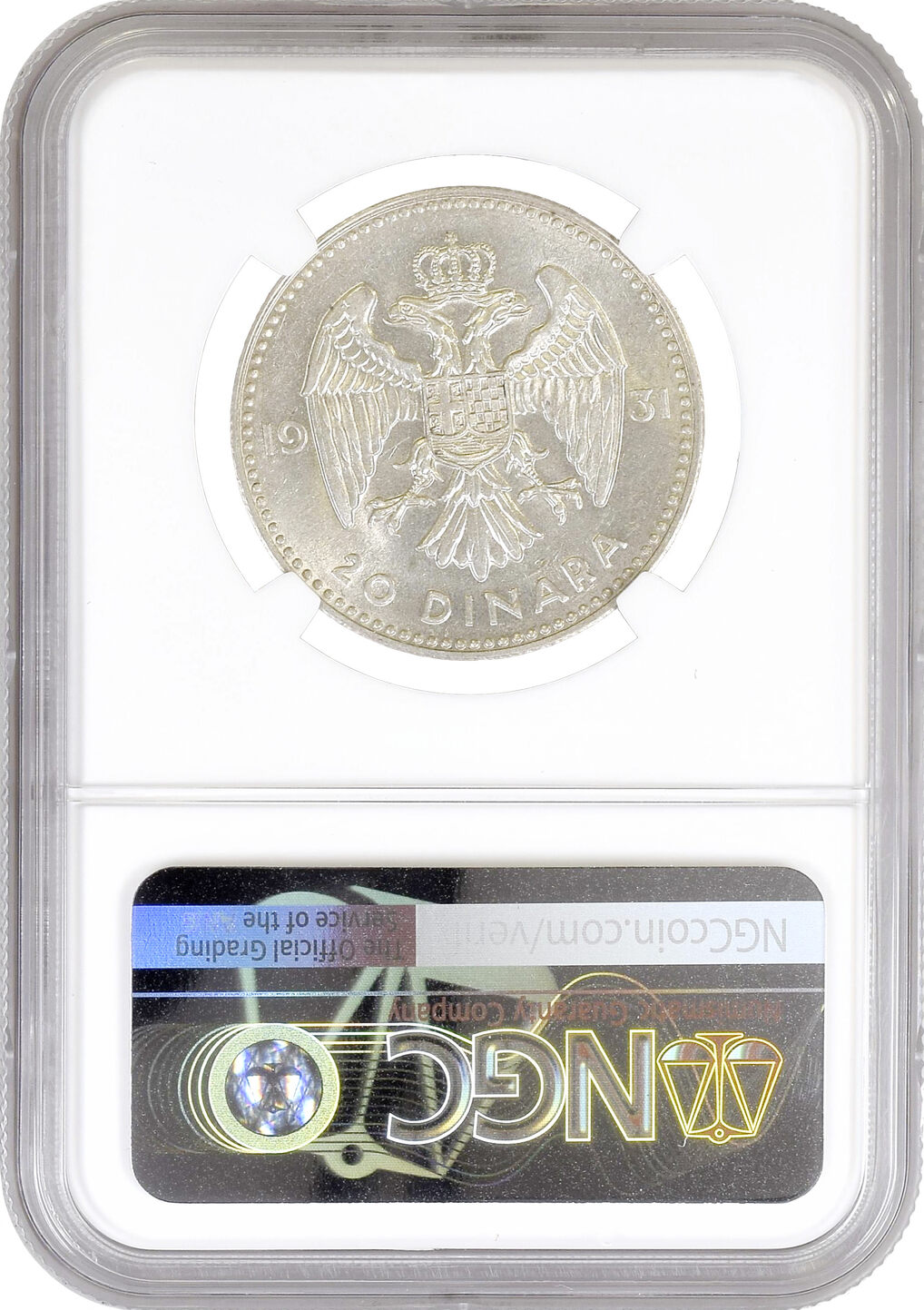 20 dinara Yugoslavia 1931, NGC AU58, King Alexander I (1921 - 1934) | MA-Shops