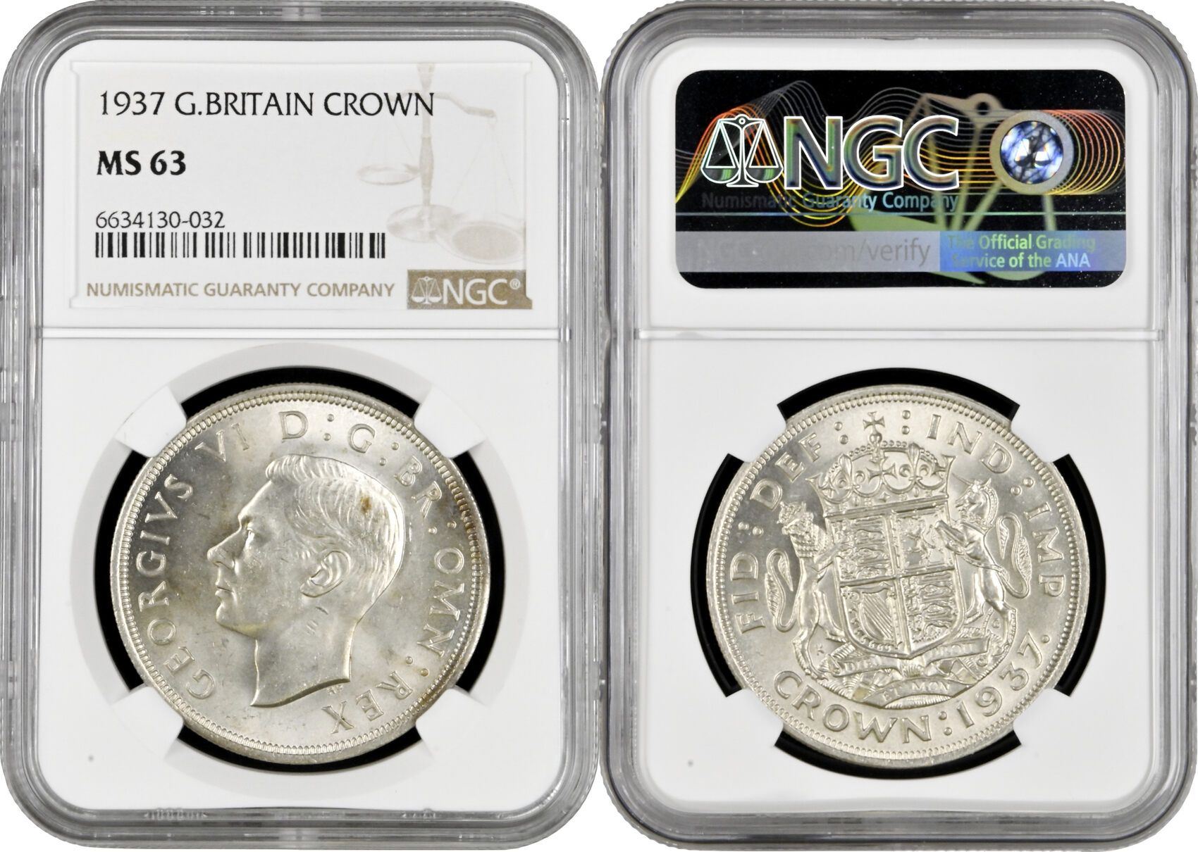 1 crown Great Britain 1937, NGC MS63, Coronation of King George VI | MA ...