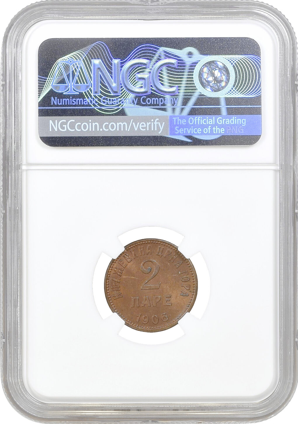 2 para 1906 Montenegro 1906, NGC MS63 RB, King Nikola I (1906 - 1918 ...