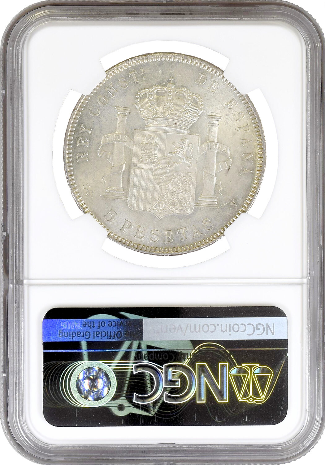 5 pesetas 1898 Spain SGV, NGC MS63, King Alfonso XIII (1886 - 1931) | MA-Shops