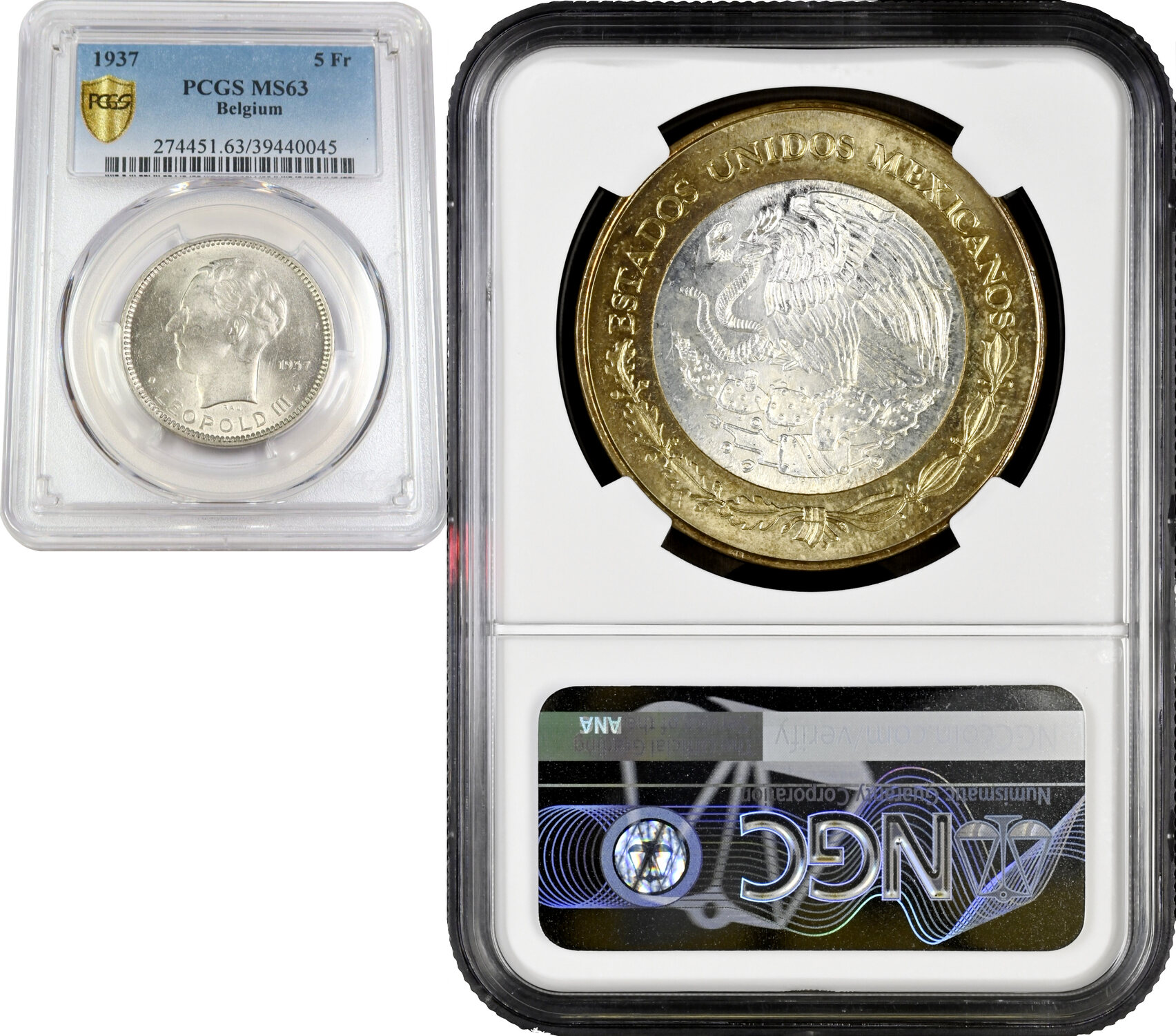 5 francs 1937 Belgium French, PCGS MS63, King Leopold III (1934 - 1947 ...