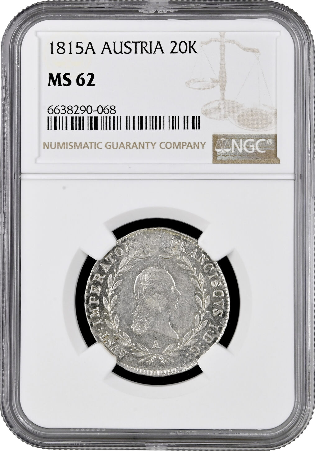20 kreuzer Austria 1815 A, NGC MS62, Emperor Franz II (1804 - 1835) | MA-Shops