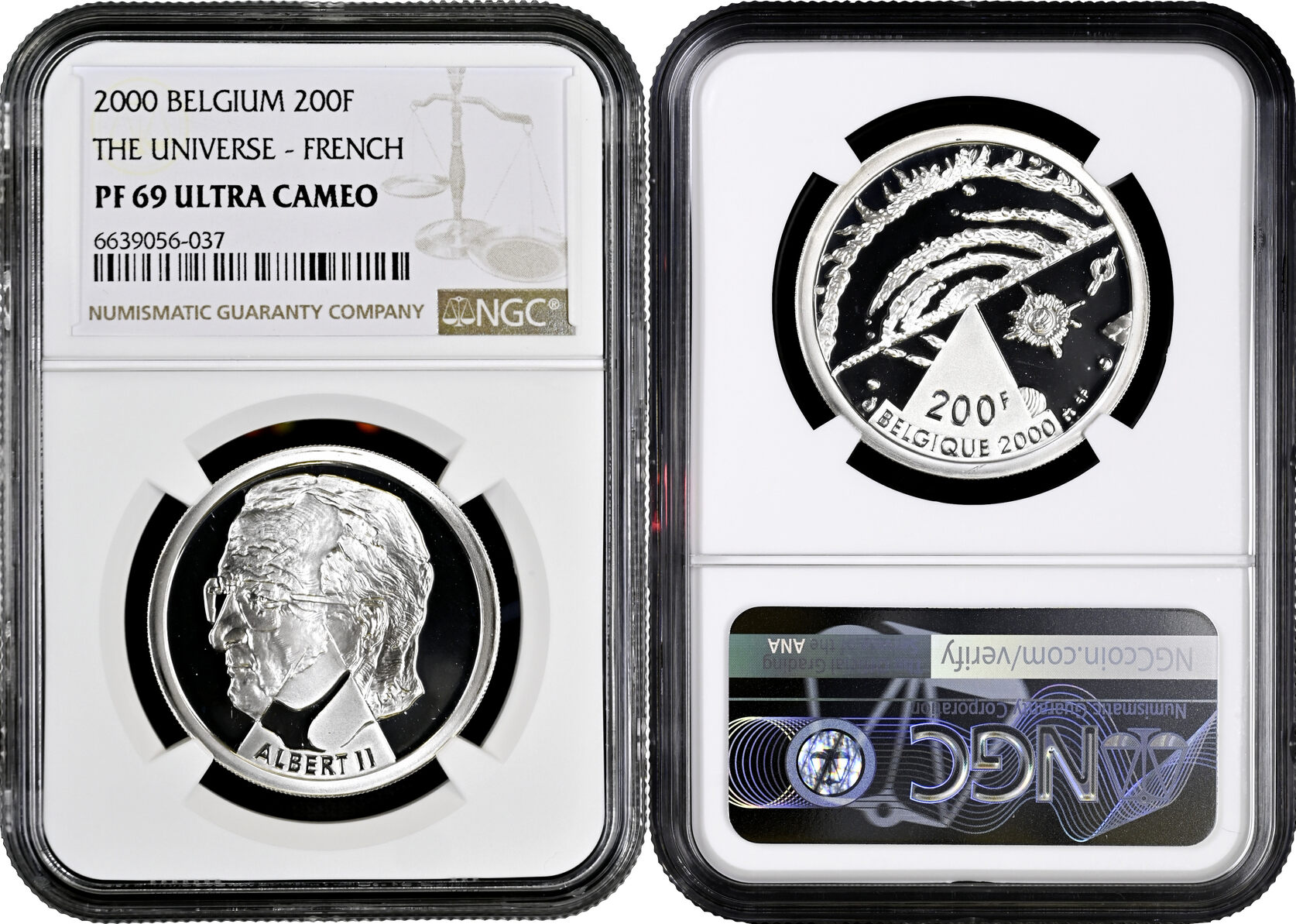 200 francs Belgium 2000, NGC PF69 UC, The Universe Top Pop | MA-Shops