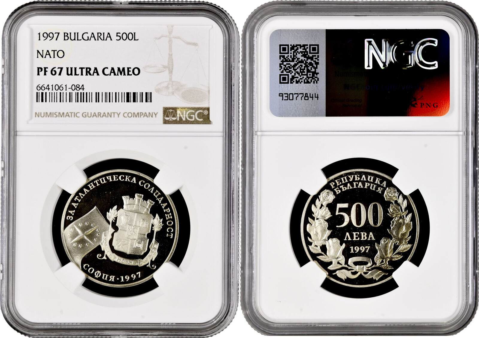 500 leva Bulgaria 1997, NGC PF67 UC, 43rd General Assembly of NATO ...