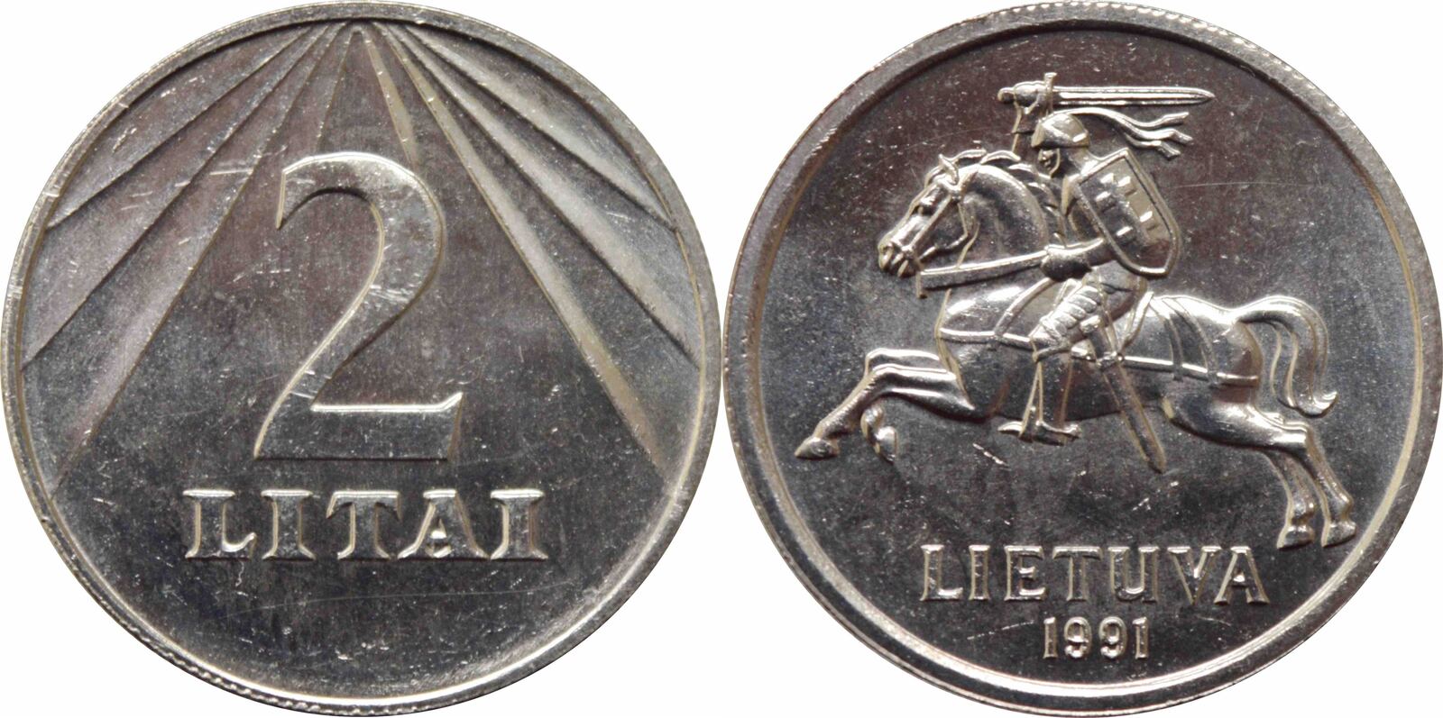 2 litas 1991 Lithuania 1991, UNC, 2nd Republic (Lietuva) (1991 - 2014 ...
