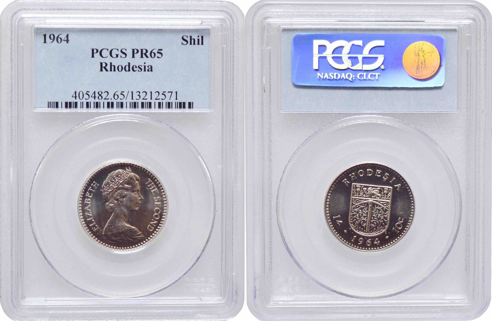 1 shilling 1964 Rhodesia (10 cents) 1964, PCGS PR65, Pound (1964 - 1969 ...