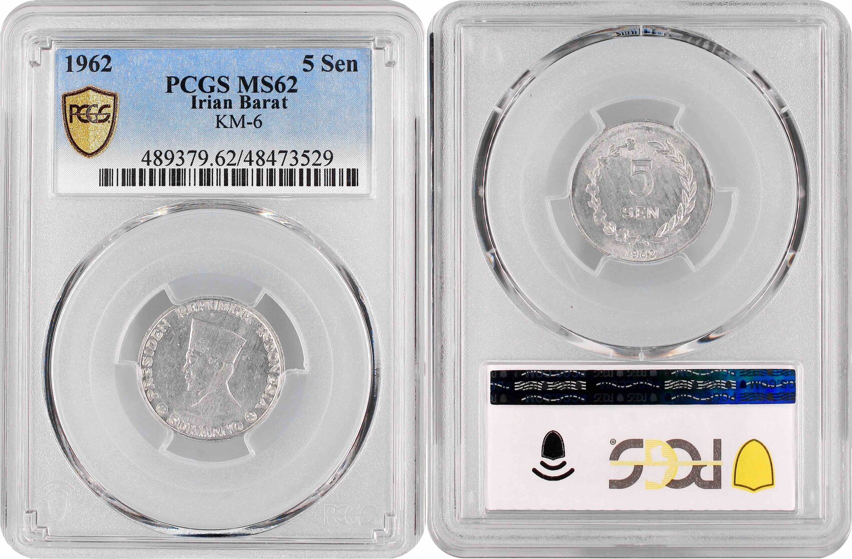 5 sen 1962 Indonesia 1962, PCGS MS62, Riau Archipelago (1957 - 1962) | MA-Shops