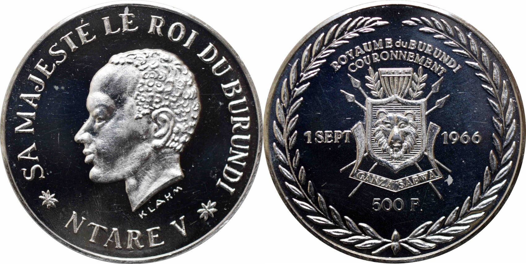 500 francs Burundi 1966, PROOFLIKE, Coronation of Ntare V | MA-Shops