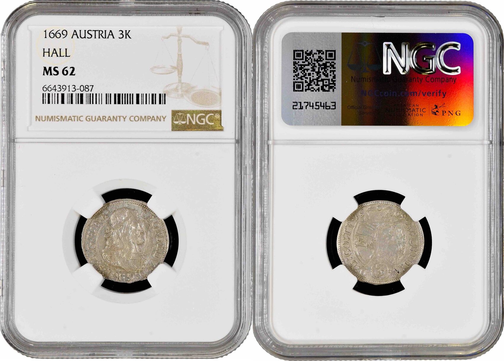 3 kreuzer 1669 Austria HALL, NGC MS62, Leopold I (1657 - 1705) Top Pop 1/0 | MA-Shops