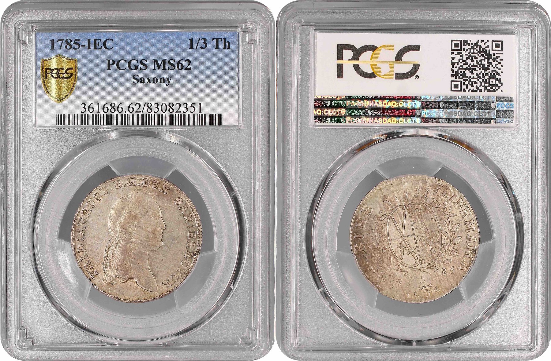 1/3 thaler 1785 Saxony IEC, PCGS MS62, Frederick Augustus (1763-1806) Top 1/0 | MA-Shops