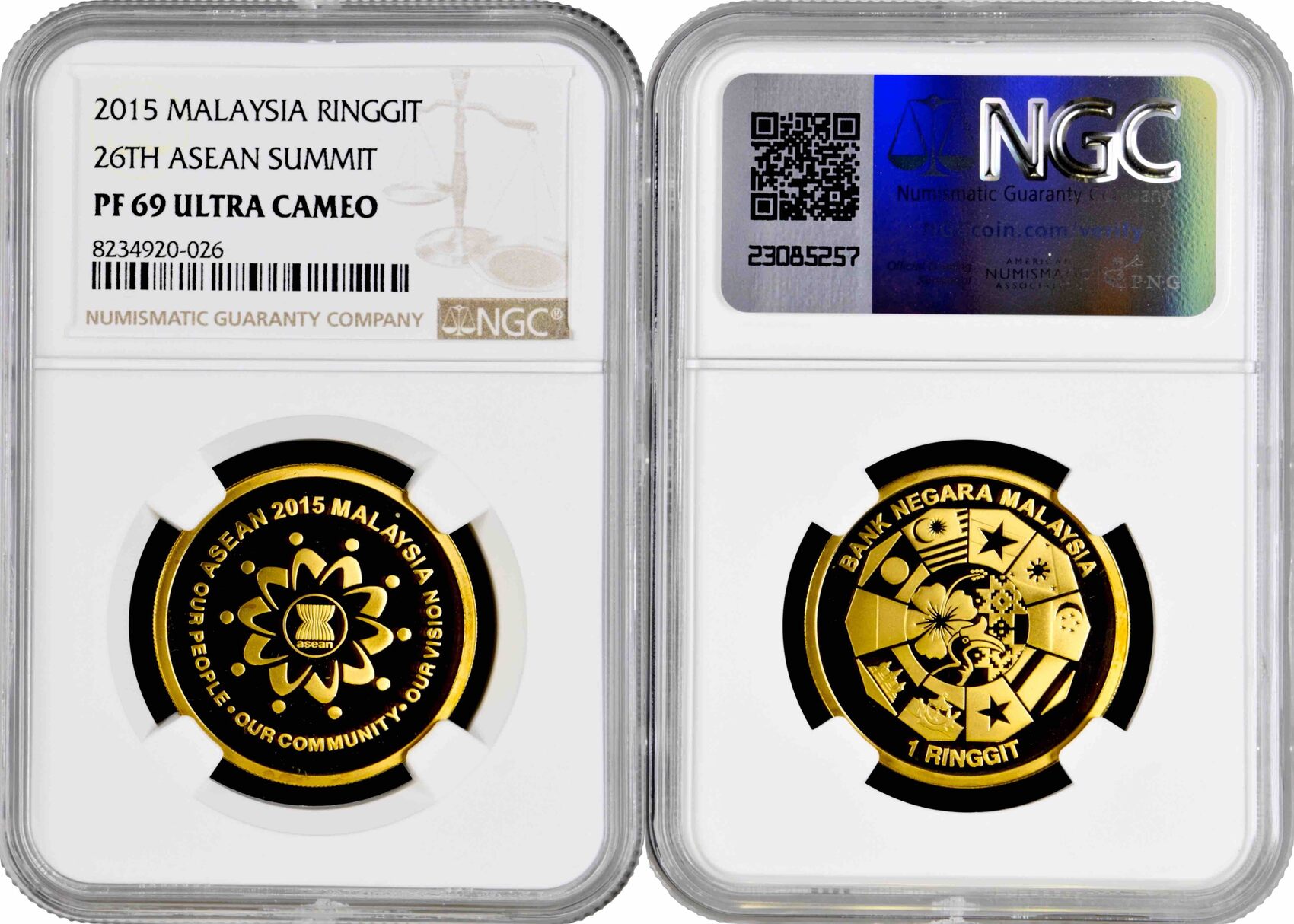1 ringgit Malaysia 2015, NGC PF69 UC, ASEAN Summit | MA-Shops