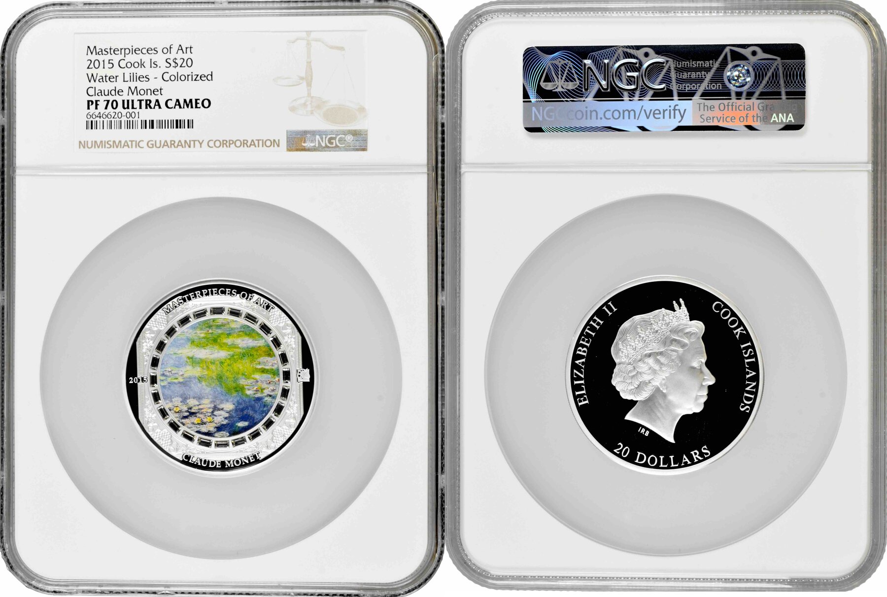 20 dollars Cook Islands 2015, NGC PF70 UC, Masterpieces of Art - Claude Monet | MA-Shops
