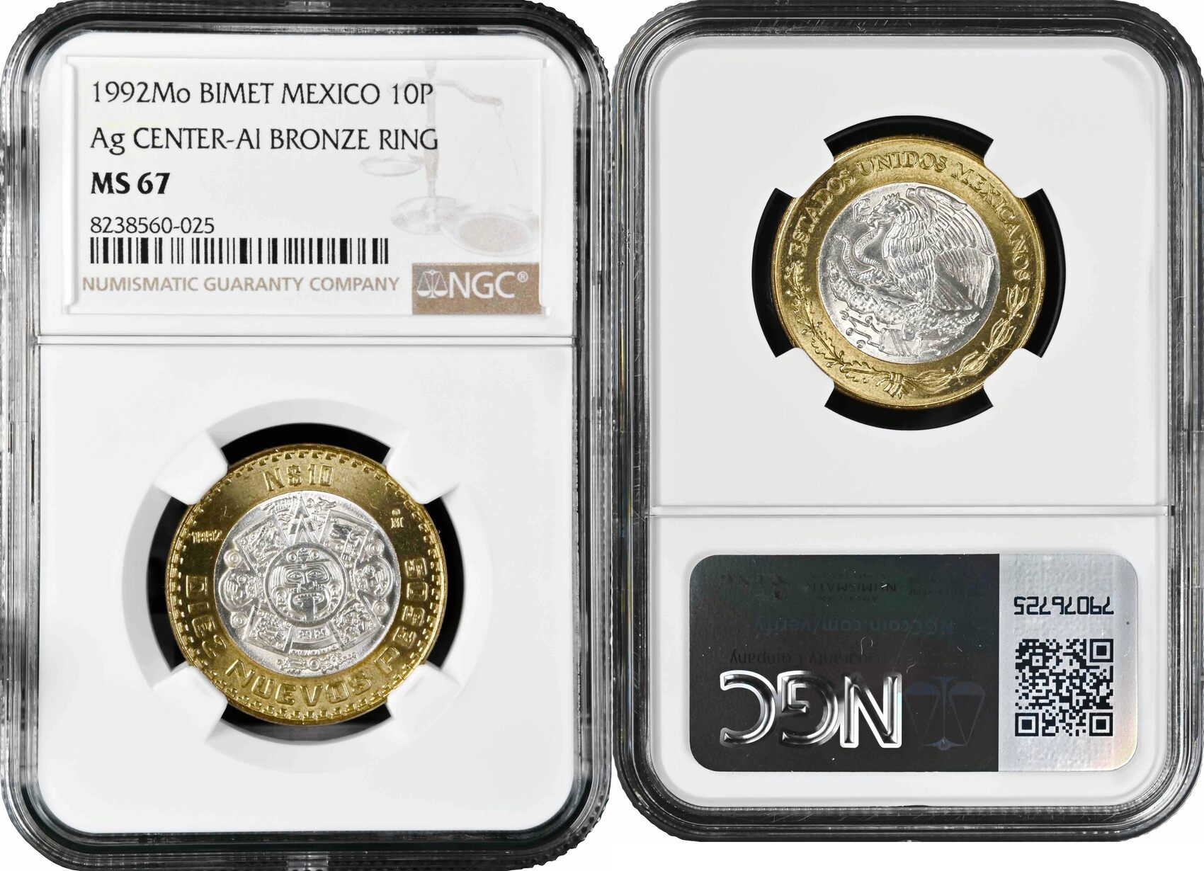 10 pesos 1992 Mexico Mo, NGC MS67, United Mexican States (1992 - 2023 ...