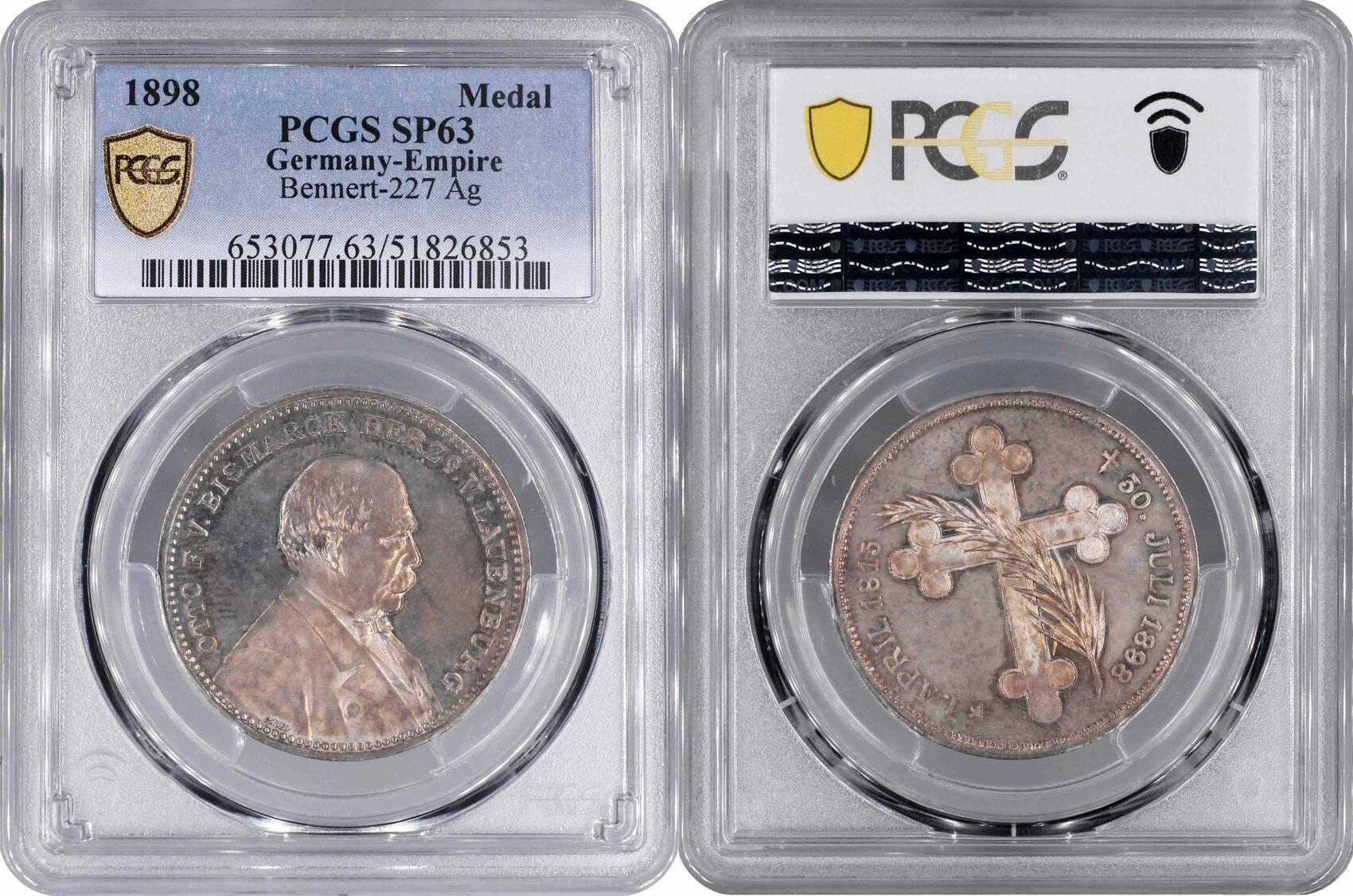 medal Germany silver 1898, PCGS SP63, Death of Otto von Bismarck 1898 | MA-Shops