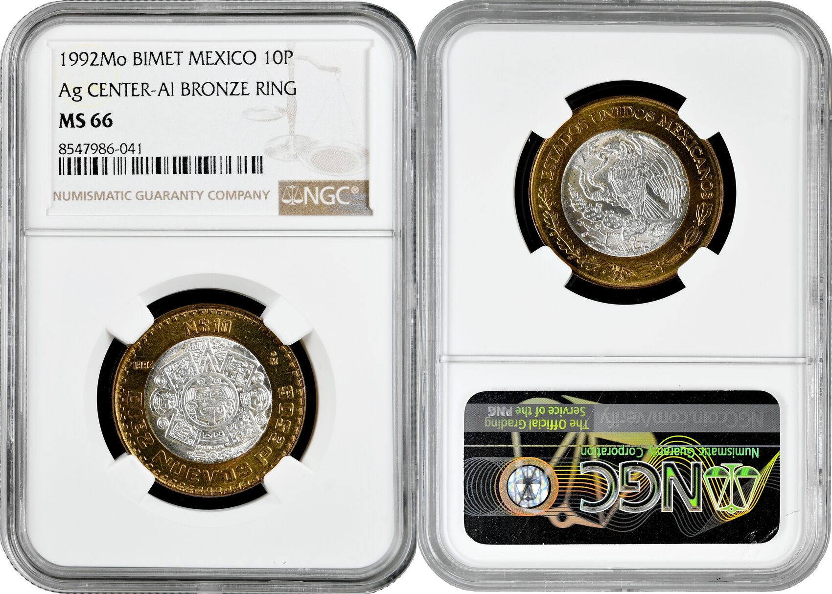 10 pesos 1992 Mexico Mo, NGC MS66, United Mexican States (1992 - 2023 ...