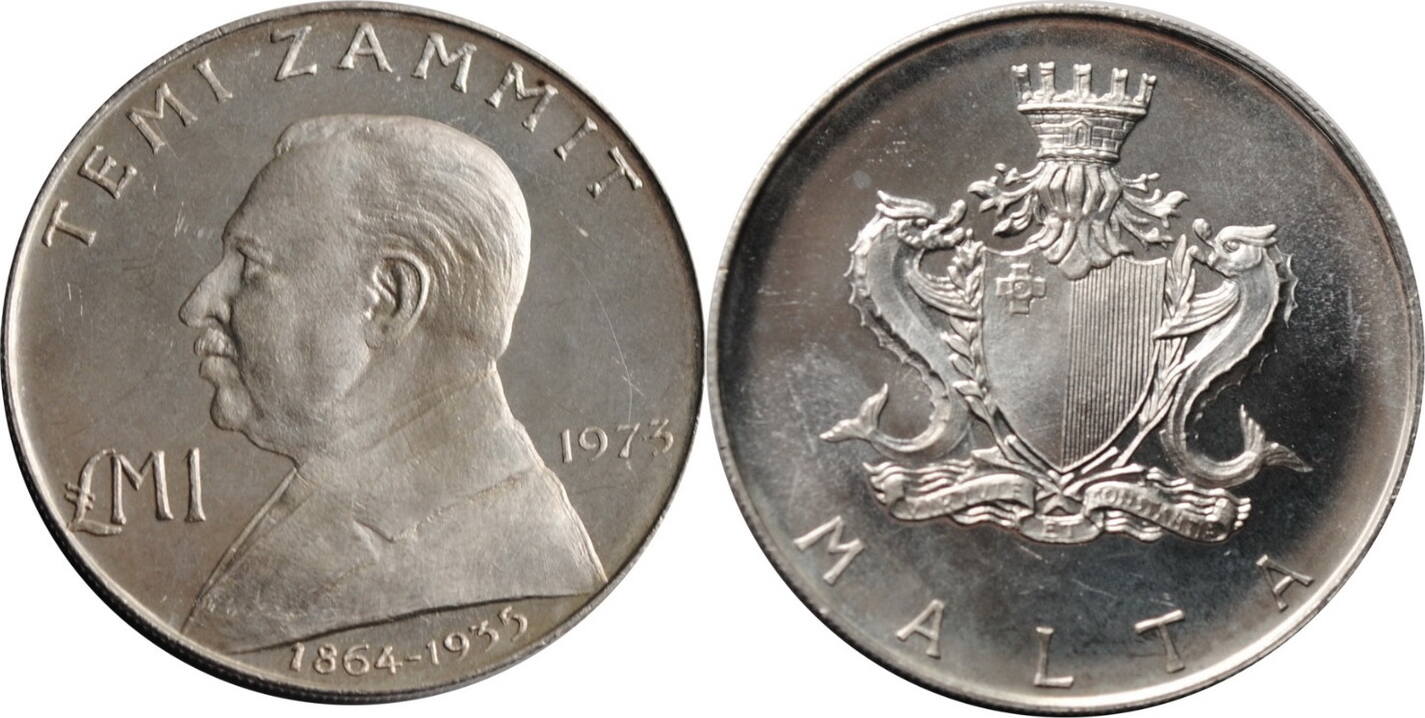 1 lira Malta 1973, UNC, Themistocles Zammit unz | MA-Shops