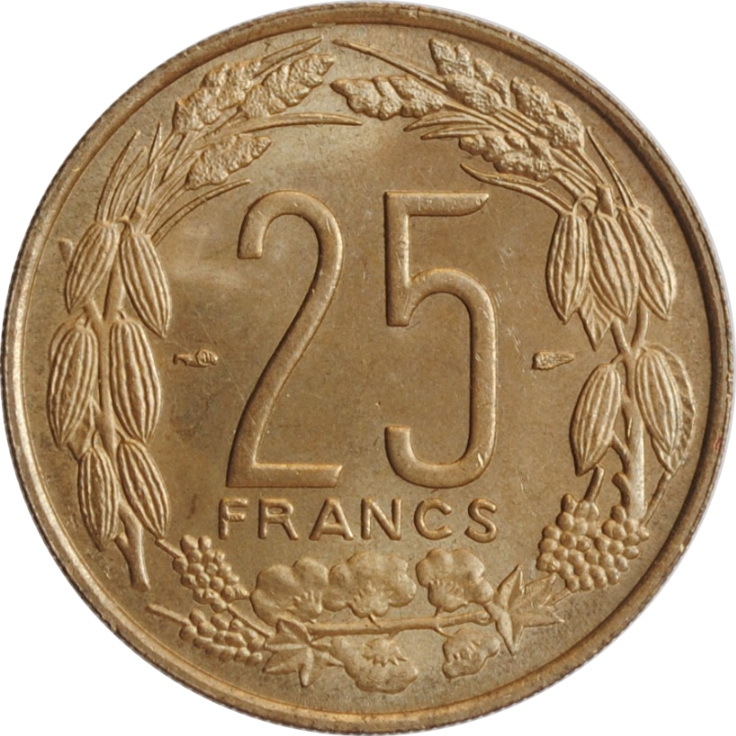 25 francs 1958 French Equatorial Africa 1958, BU, French colony (1942 - 1958) | MA-Shops