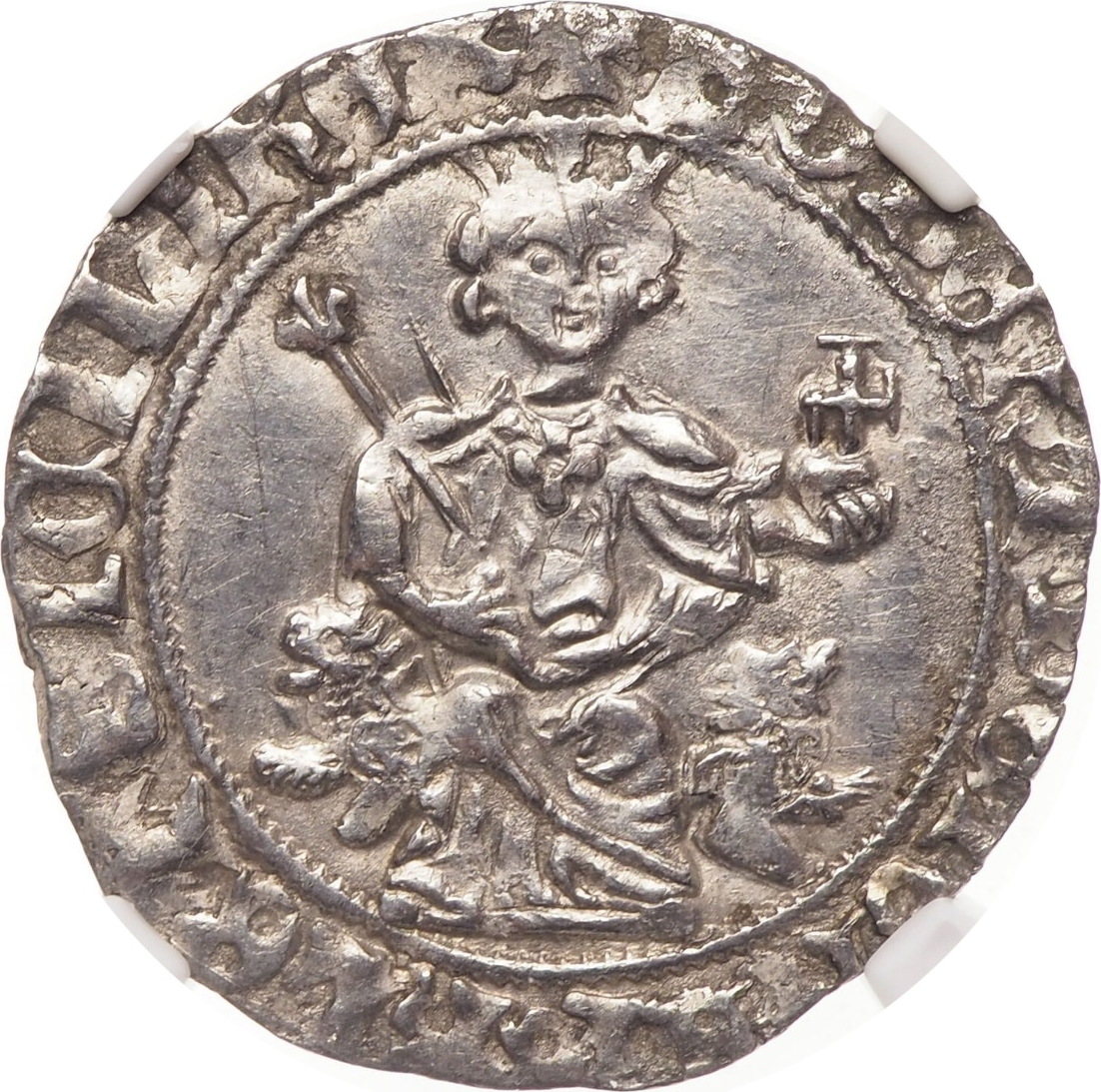 1309-1343 Naples 1 gigliato ND, NGC AU58, King Roberto d'Angiò | MA-Shops