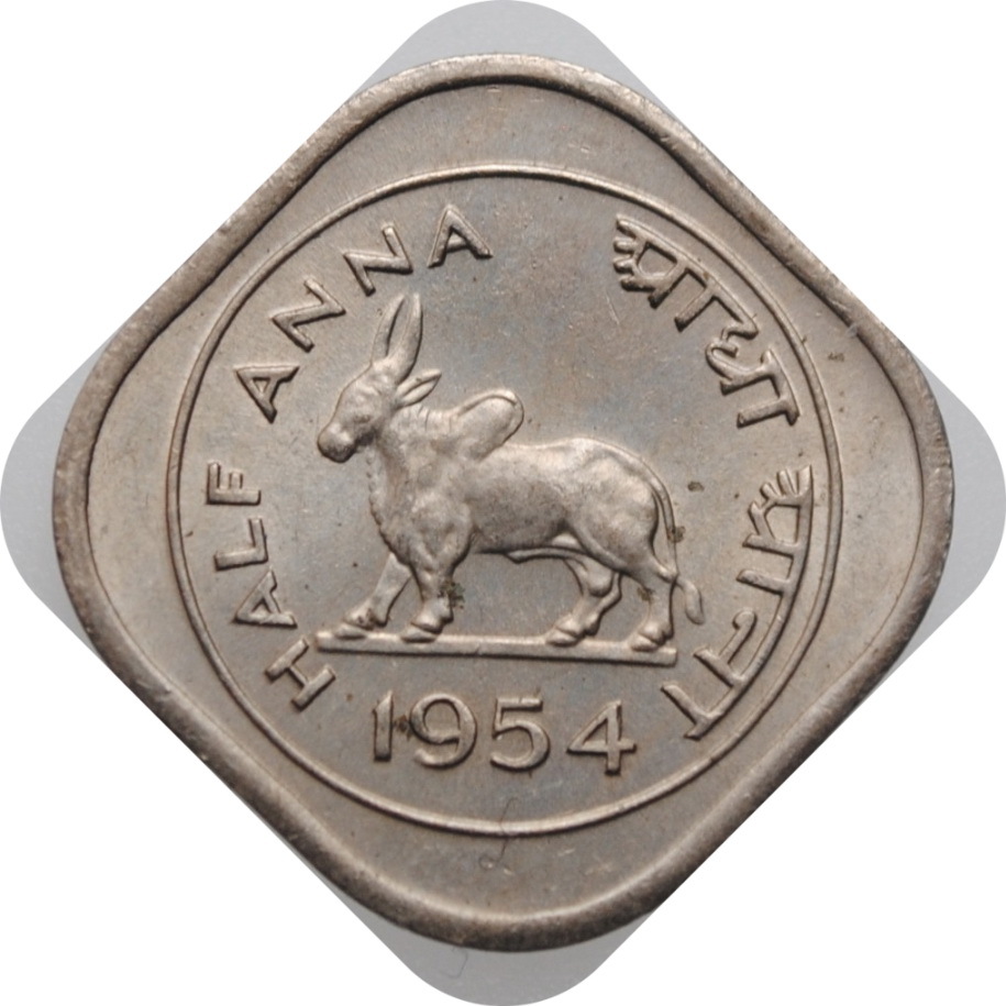 1/2 anna India 1954, UNC, Republic of India (1950 - 1956) unz | MA-Shops