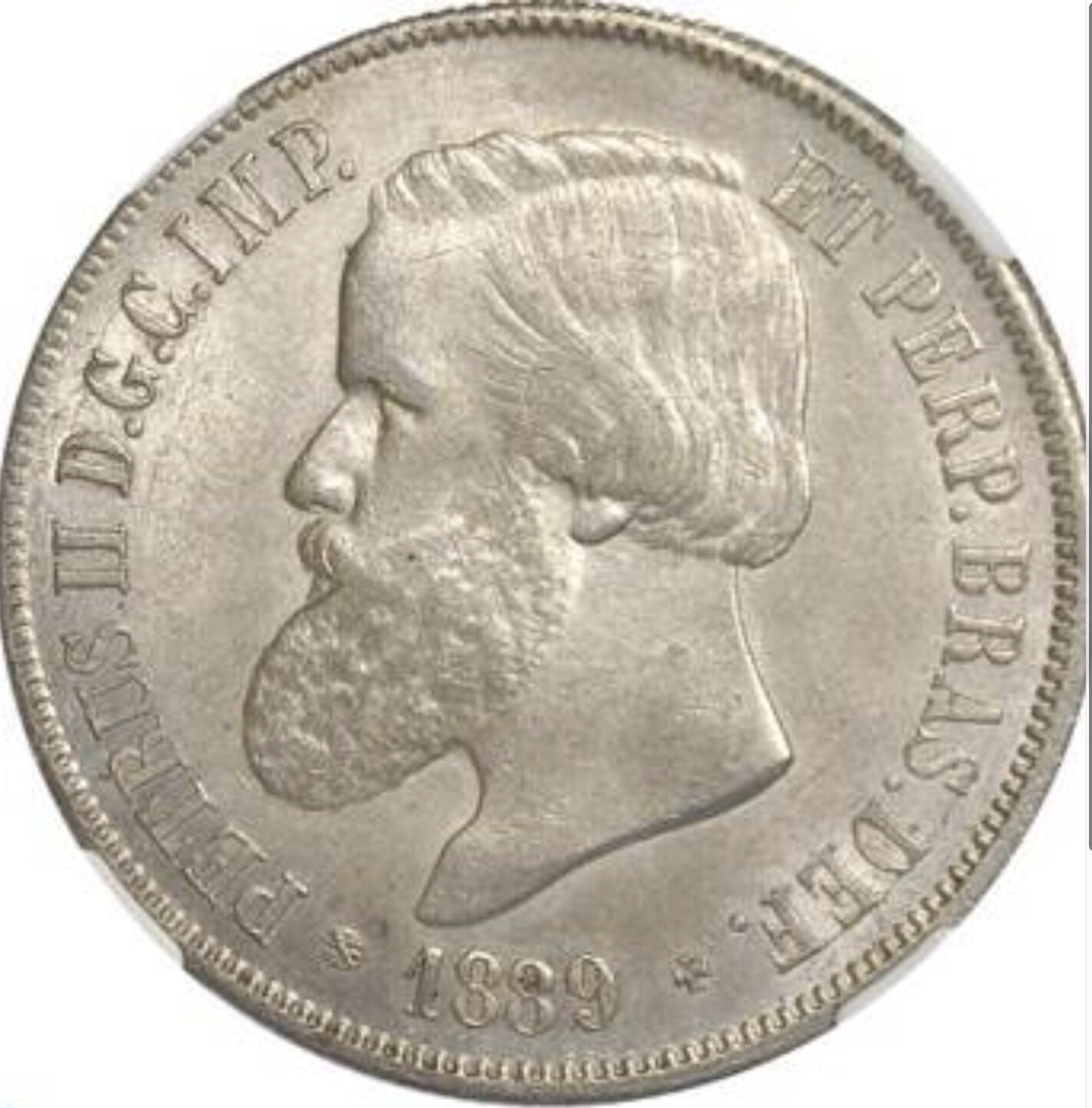 2000 reis 1889 Brazil 1889, NGC MS63, Emperor Pedro II (1831 - 1889 ...