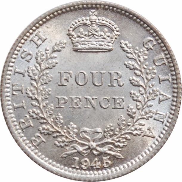 4 pence 1945 British Guiana 1945, NGC MS63, King George VI (1937 - 1945 ...