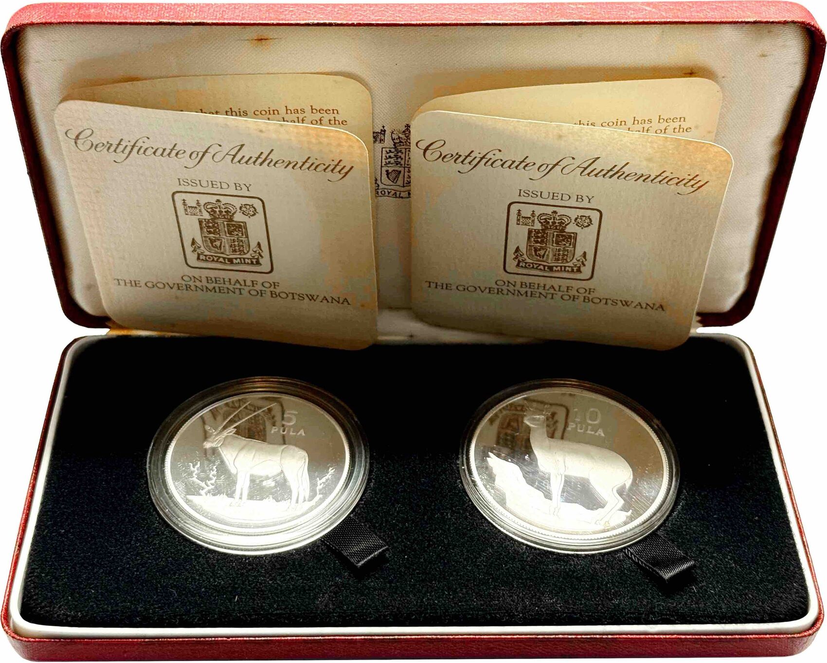 10 pula Botswana 5 1978, PROOF SET, Gemsbok and Klipspringer silver coin PP | MA-Shops