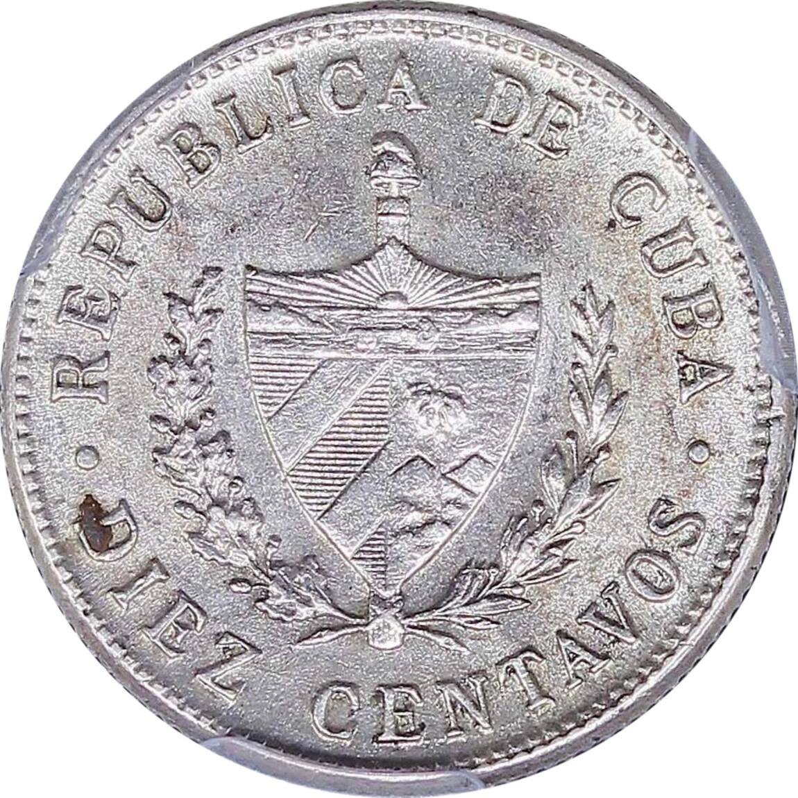 10 centavos Cuba 1948, PCGS MS62, Republic of Cuba (1915 - 1961) | MA-Shops