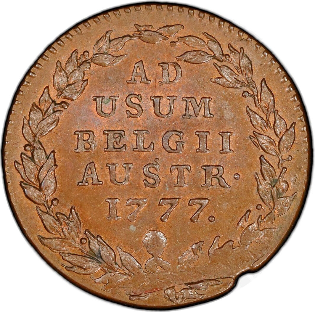 2 liards Austrian Netherlands 1777, PCGS MS64 BN, Maria Theresa (1740 - 1780) Top Pop | MA-Shops