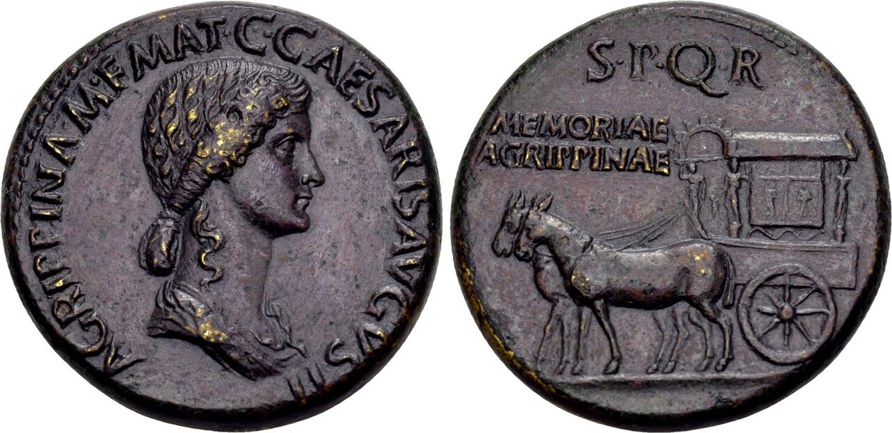 Roman Imperial sestertius 40–41 AD. Gaius for Agrippina Maior ...