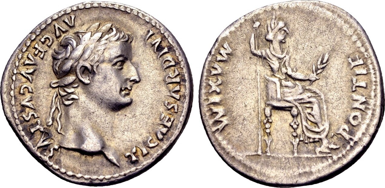 Roman Imperial denarius 18-35 AD. Tiberius Gutes sehr schön | MA-Shops
