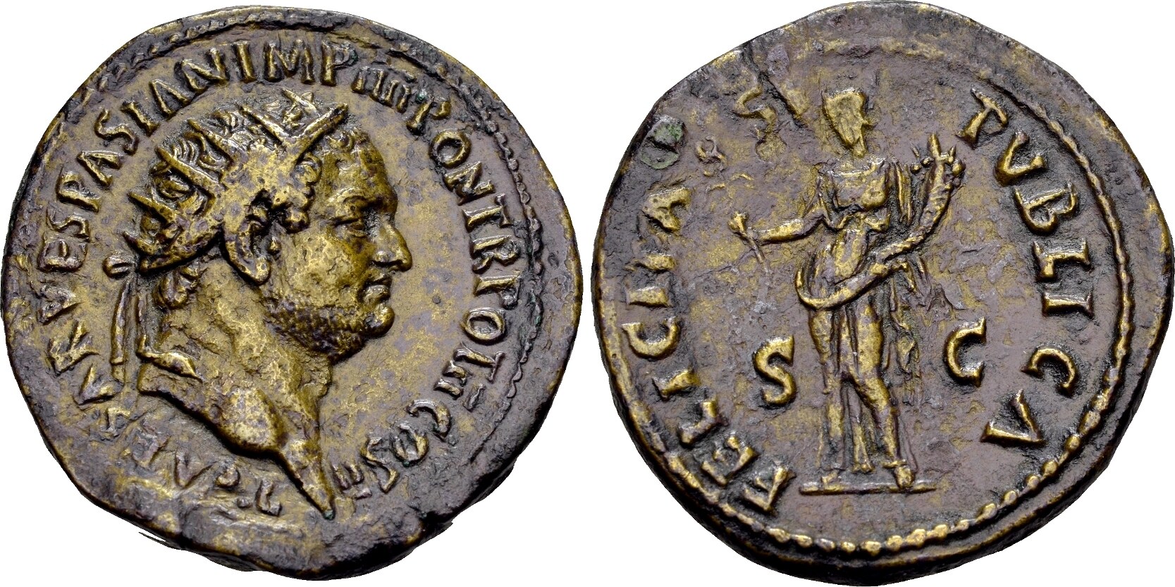Roman Imperial dupondius 1 July 72 AD - 30 June 73 Titus, as Caesar ...