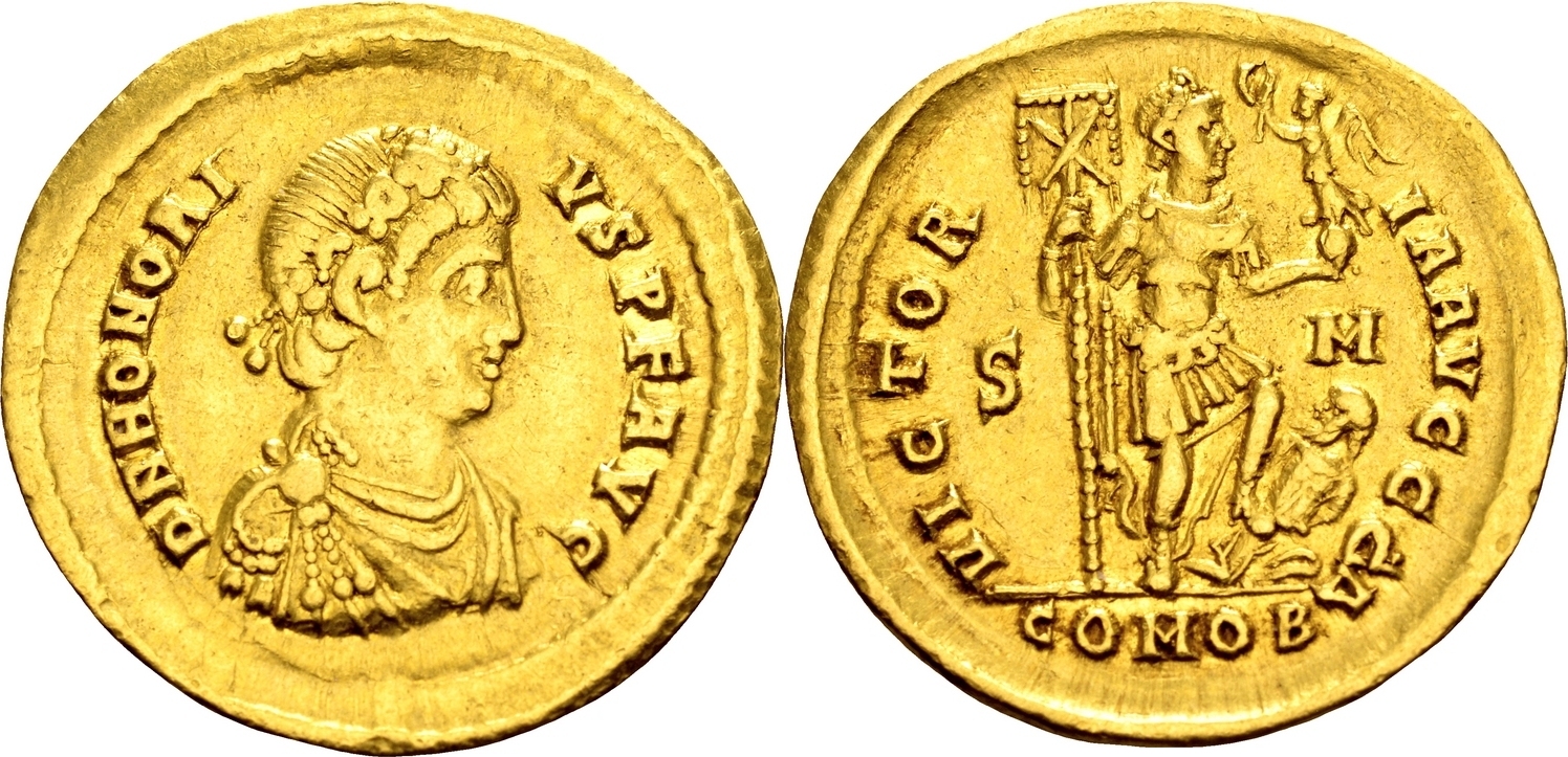 Roman Imperial solidus Circa 393-395 AD. Honorius Vorzüglich | MA-Shops