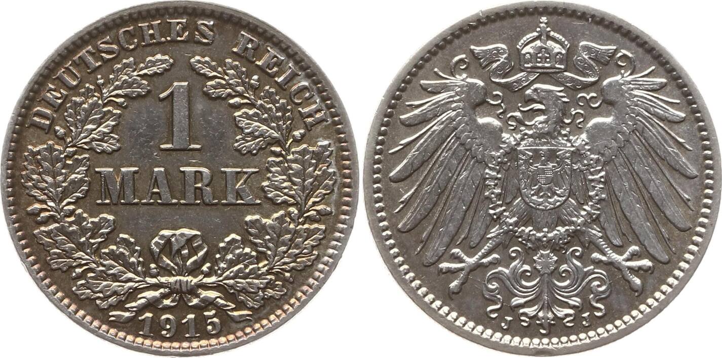 Deutsches Kaiserreich 1 Mark 1915 J Besser als vorzüglich | MA-Shops