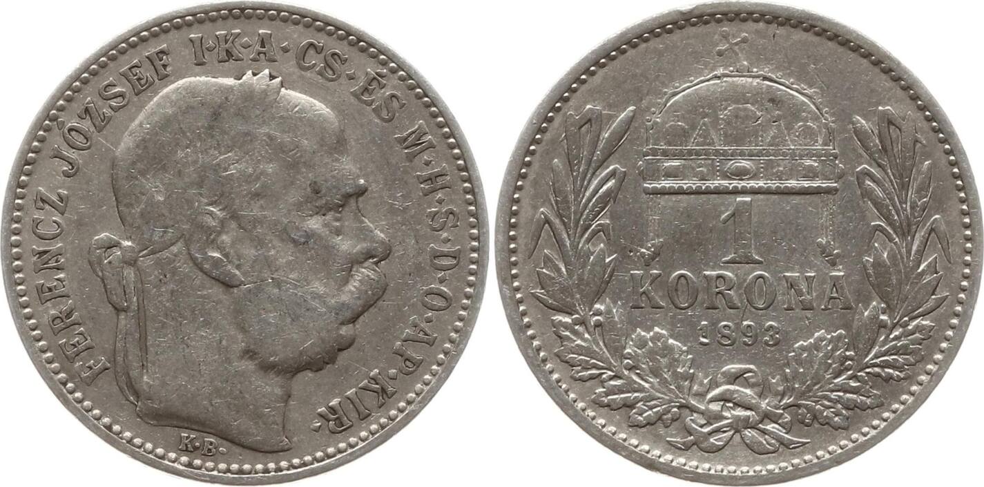 Österreich - Ungarn 1 Korona 1893 KB Franz Joseph I., 1848 - 1916, Kremnitz Besser als sehr ...