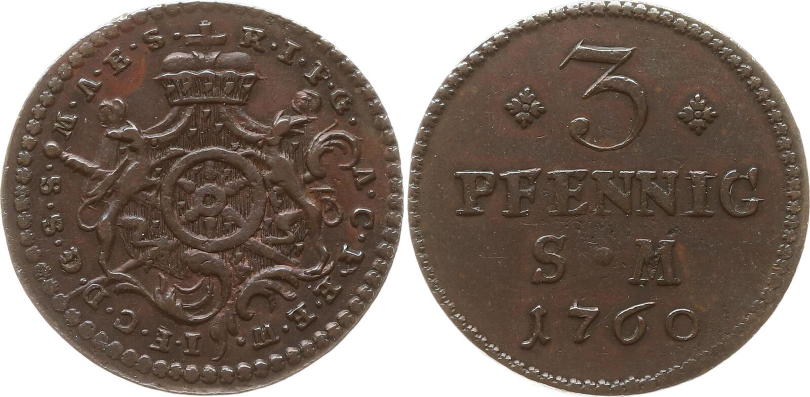 Mainz, Erzbistum 3 Pfennig 1760 Johann Friedrich Karl Graf von Ostein ...
