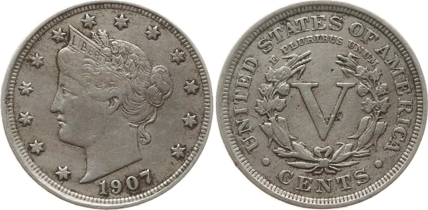 USA 5 Cents 1907 Liberty Head Nickel Sehr schön | MA-Shops