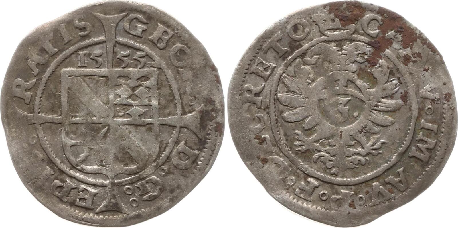 Regensburg, Bistum 3 Kreuzer (Groschen) 1555 Georg von Pappenheim, 1548 ...