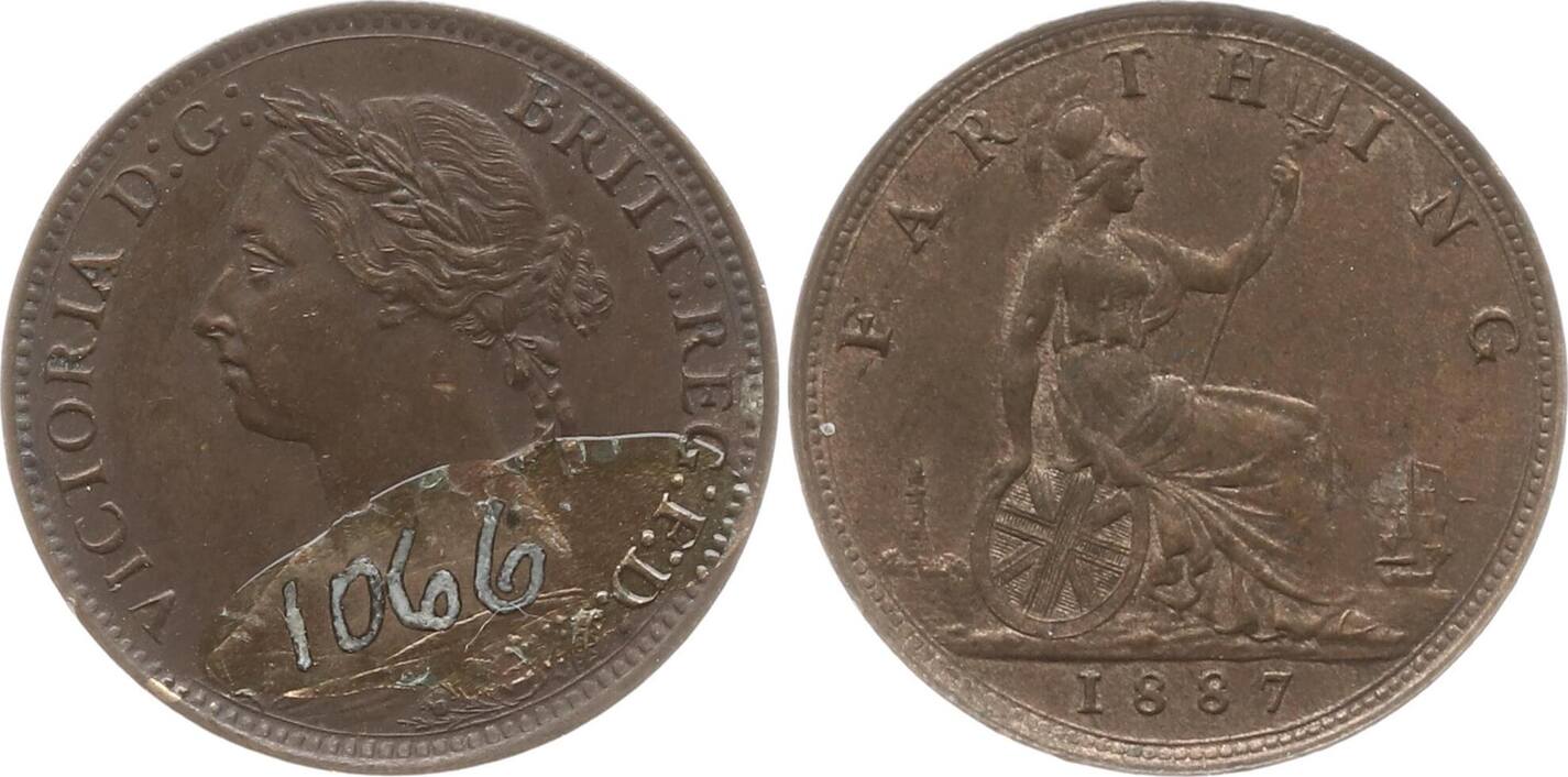 Großbritannien Farthing (1/4 Penny) 1887 Victoria, 1837 - 1901, aus ...