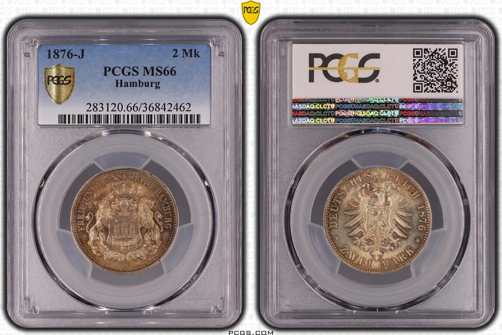 1876-J 2 Mark Hamburg PCGS MS66 | MA-Shops
