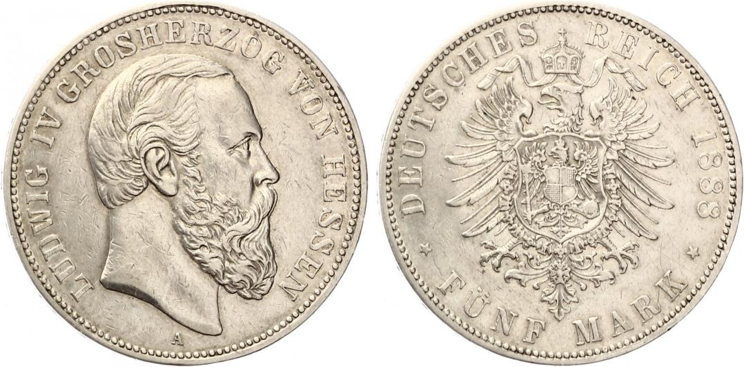 5 Mark Hessen 1888 Ludwig IV vz | MA-Shops
