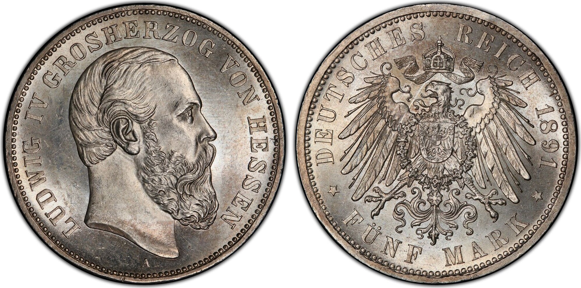 Hess-Darm 5 Mk 5 Mark Hessem Ludwig IV 1891-A Jaeger 71 MS64 | MA-Shops