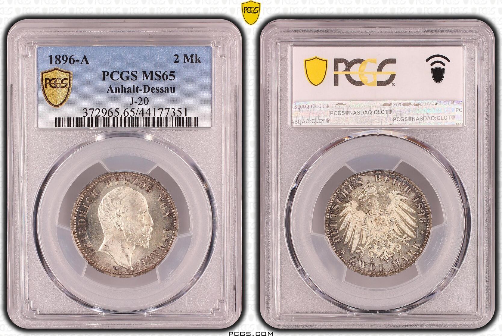 Anhalt-Dessau 1896-A 2 Mark Anhalt 1896 Jaeger 20 PCGS MS65 Stempelglanz | MA-Shops