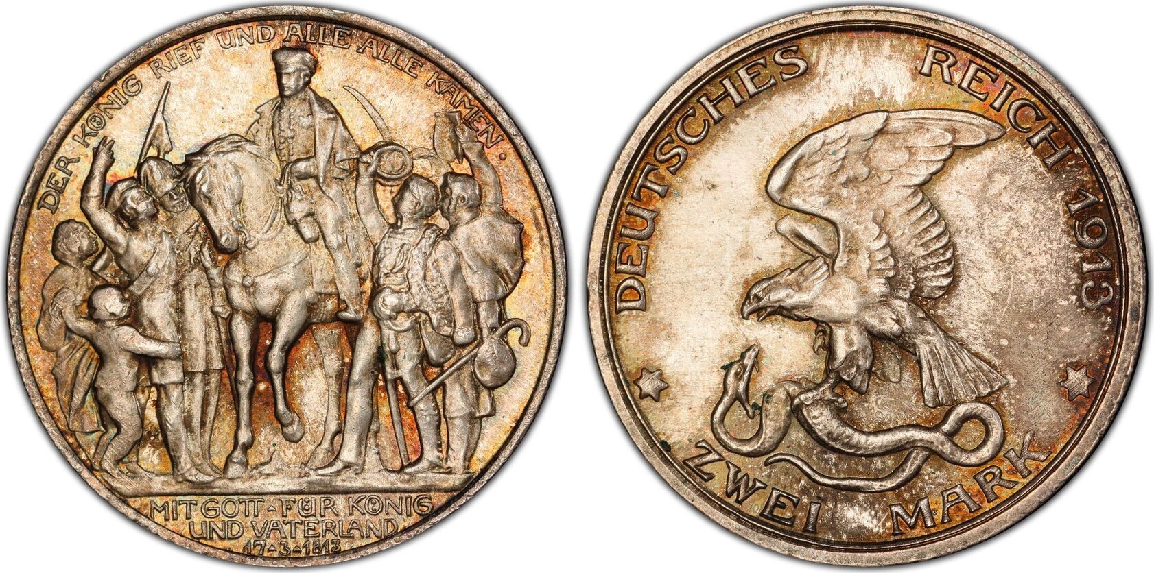 Prussia 2 Mark Preussen 1913 Befreiungskriege PCGS MS65 | MA-Shops